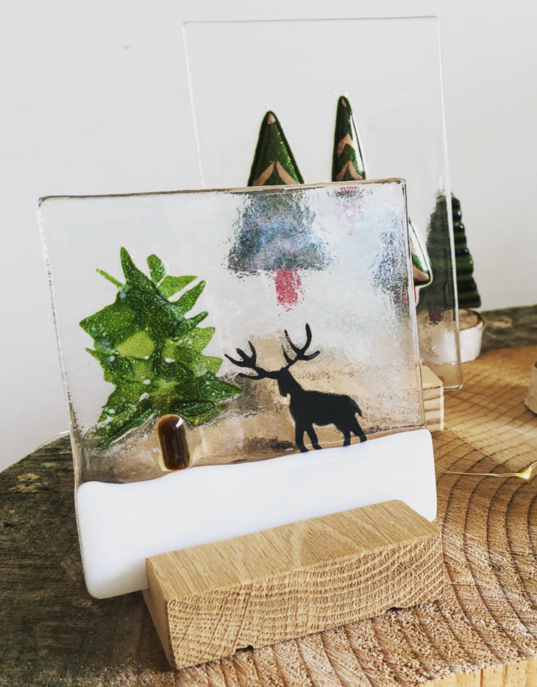 Festive Fused Glass Winter Scene - Attenborough Arts